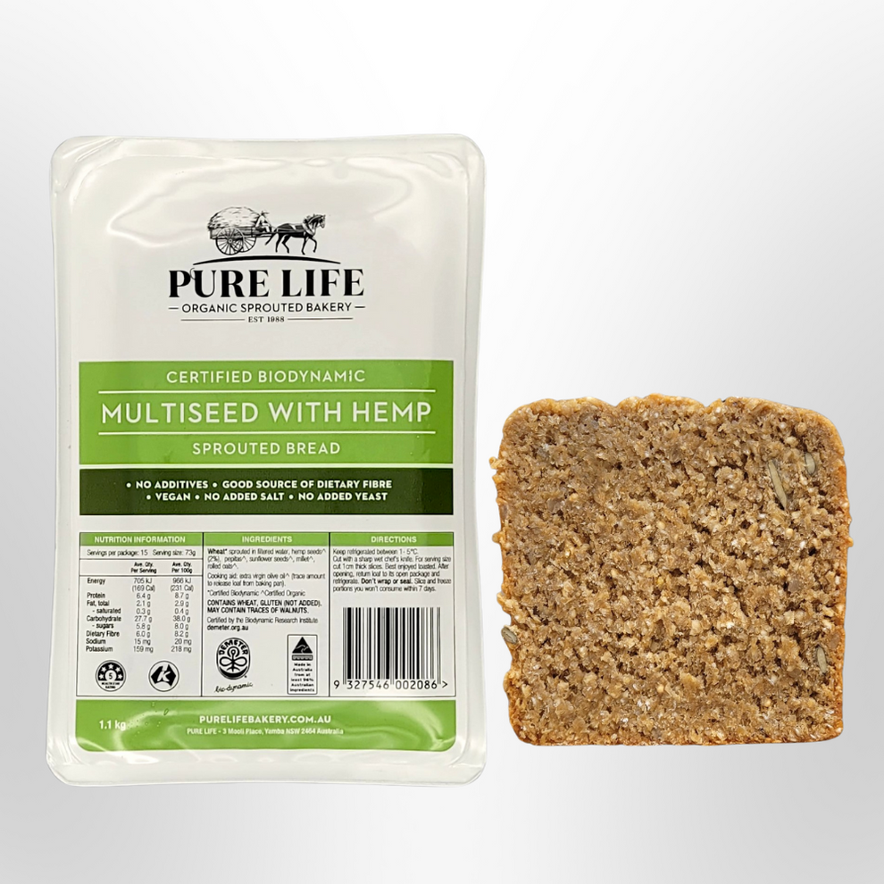 PLB Multiseed with Hemp Biodynamic Sprouted Bread 1.1kg PURE LIFE BAKE ...